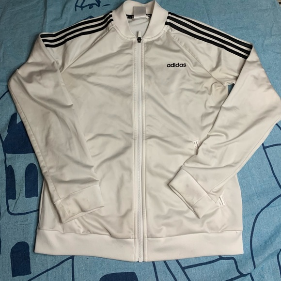 adidas | Jackets & Coats | Adidas White Track Jacket Medium | Poshmark